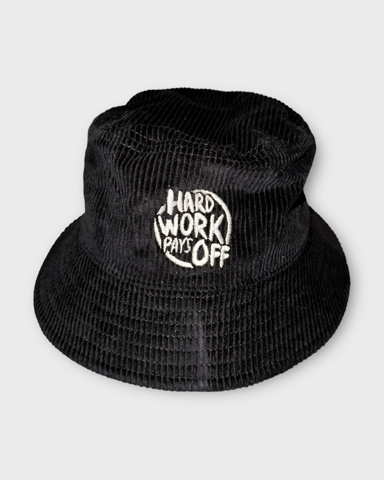 Black Corduroy Bucket Hat – Hard Work Pays Off